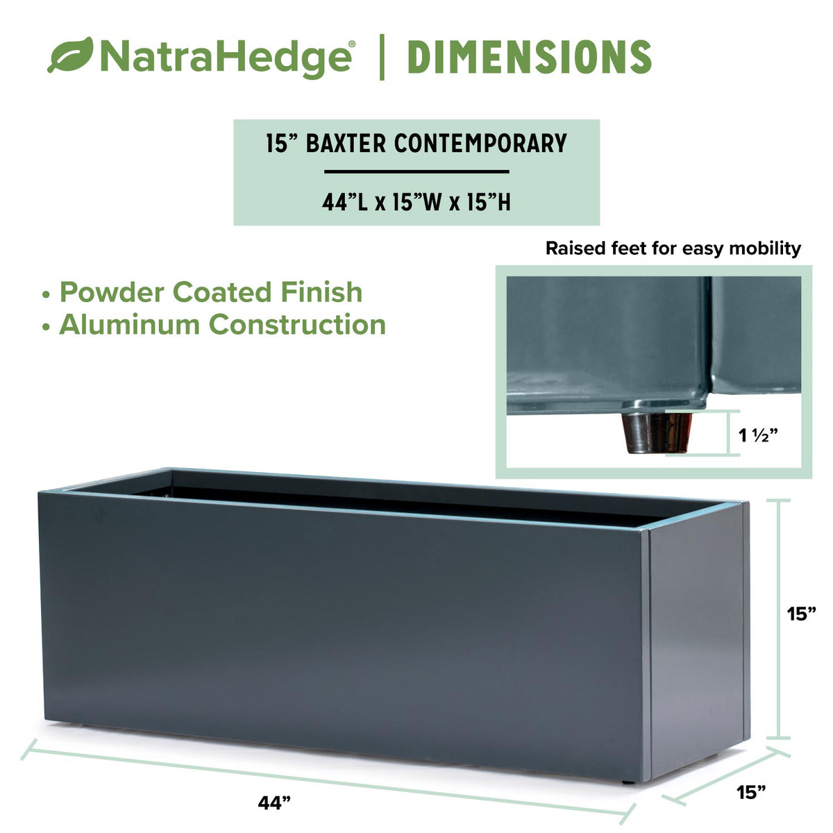 15 in Baxter Contemporary Planter Box – Natrahedge